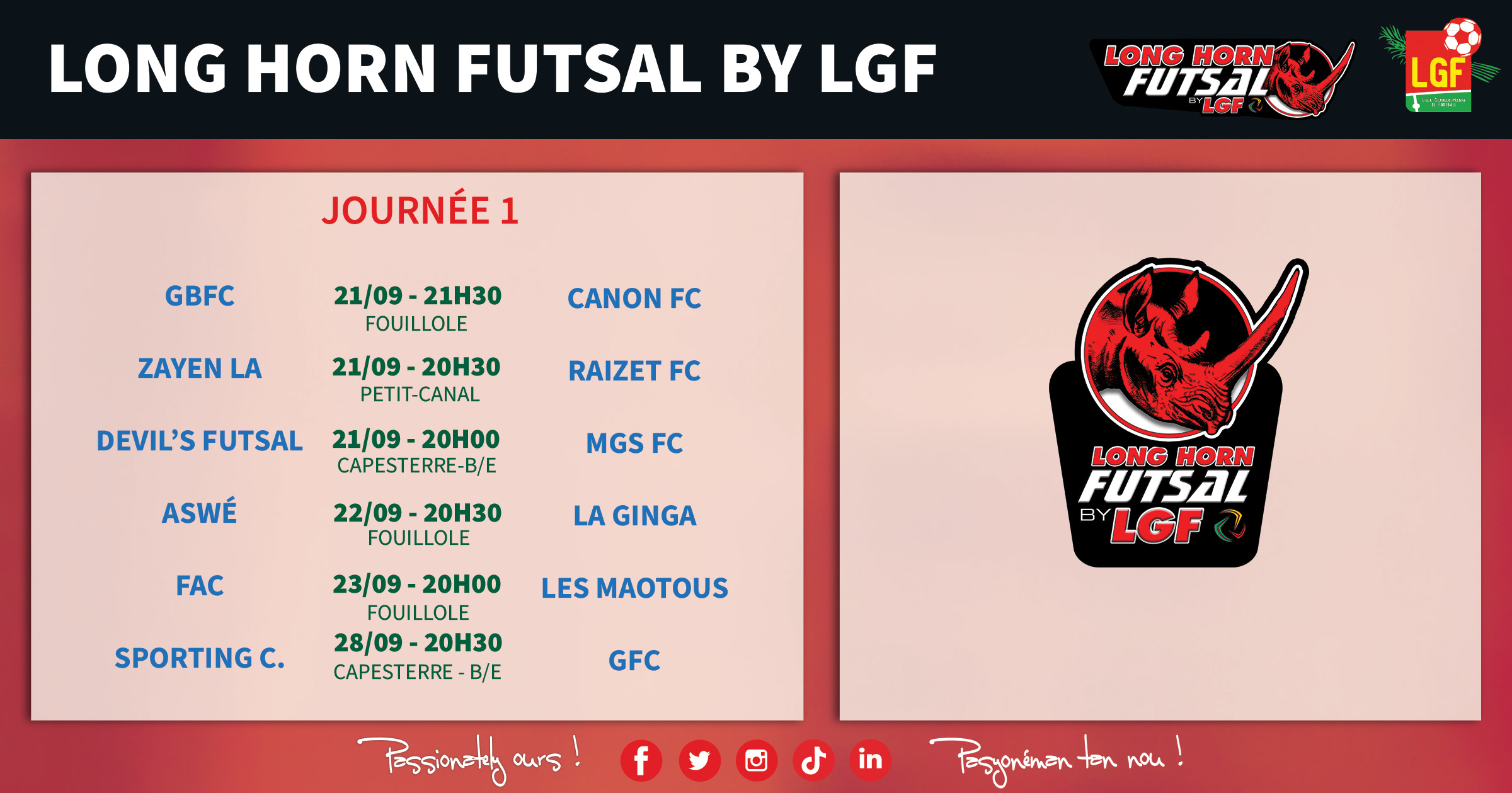 Long Horn Futsal By LGF : Le programme de la 1re journée. – LIGUE ...